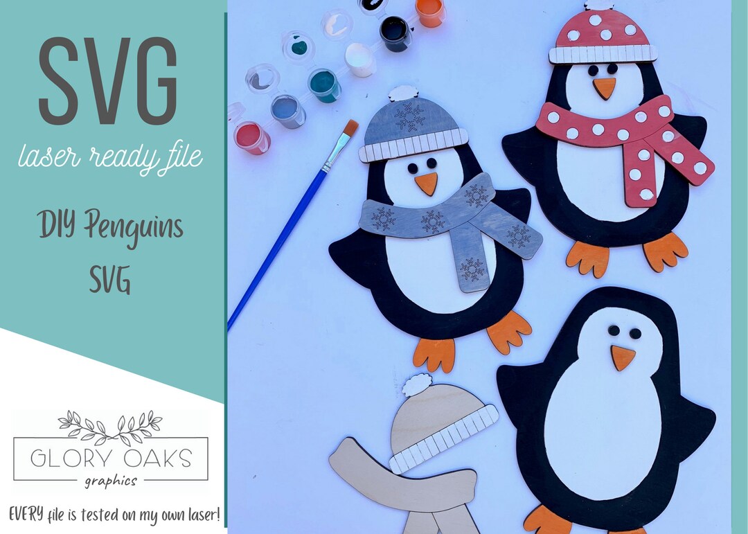 Christmas Penguin Diy Paint Kit SVG/ Penguin SVG / Christmas DIY Paint ...