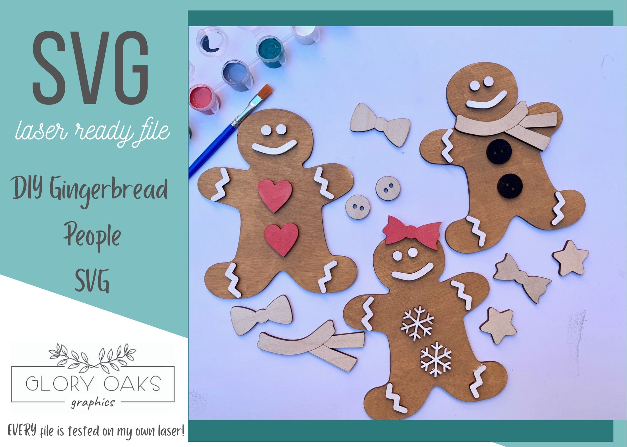 Gingerbread People Diy Paint Kit SVG/ Gingerbread Kit SVG / - Etsy