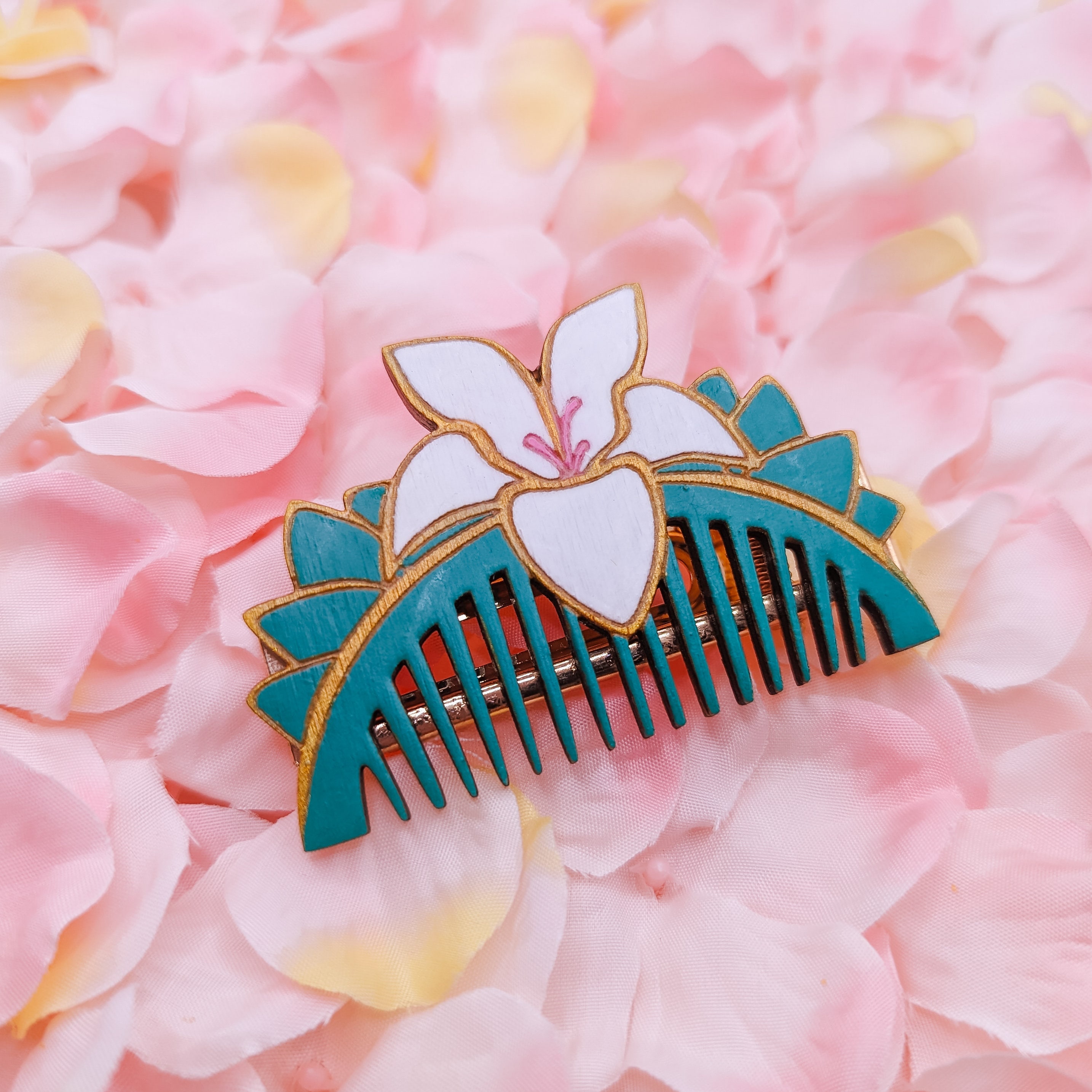Mulan Inspired Hair Comb Clip / Floral Wooden Hair Clip / Mulan ...