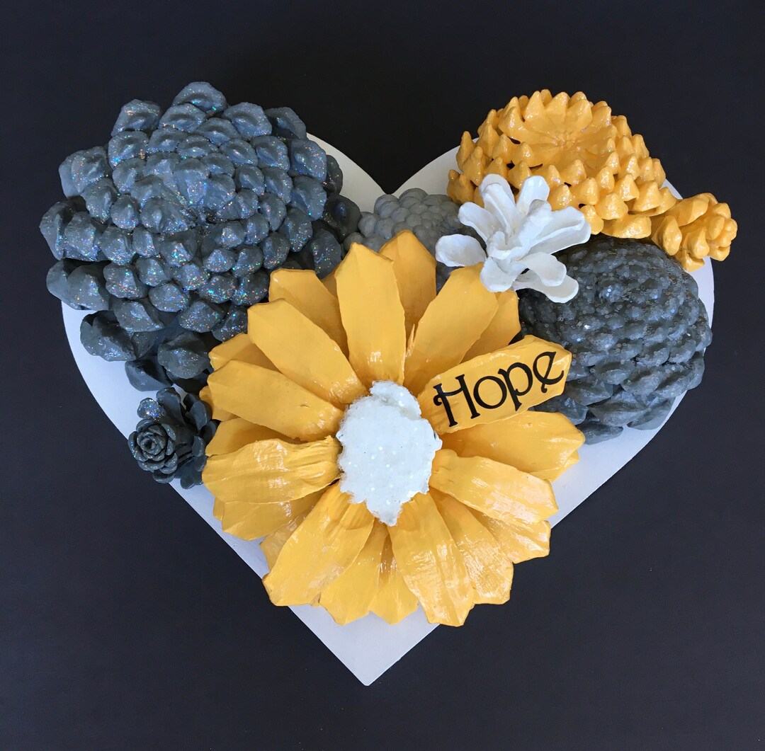 Heart Shaped Hand Painted Customizable Pine Cone Display for A Mother's ...