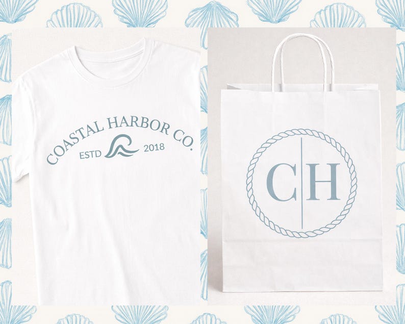 Modern Coastal Branding Kit | Editable Canva Logo Suite, Business ...