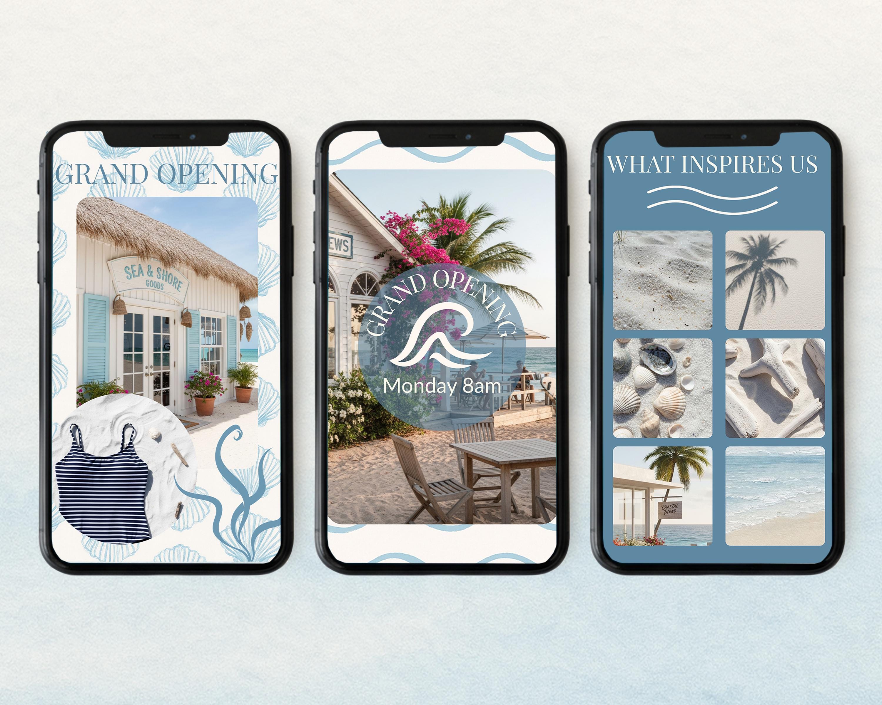 Modern Coastal Brand Kit Canva Template | Logos, Social Media - Etsy