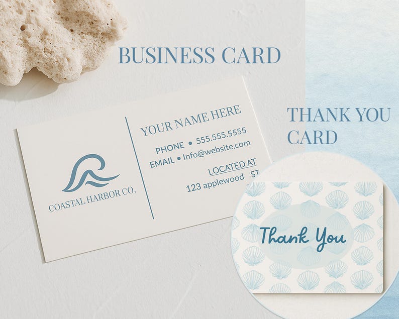 Modern Coastal Branding Kit | Editable Canva Logo Suite, Business ...