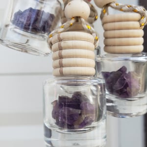 Hanging Oil Diffuser With Amethyst Crystal Chips for Frangrance or Essential Oils Car Diffuser ...