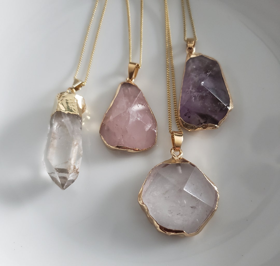 Collier en cristal de quartz - Pendentif en quartz - Améthyste Quartz ...