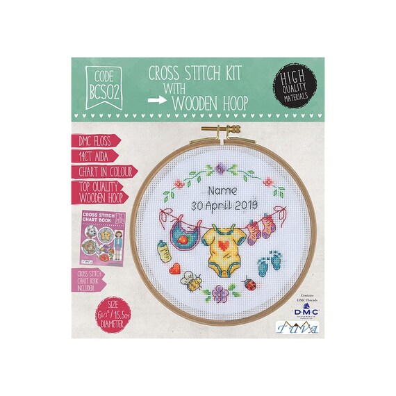 Baby Clothesline Counted Cross Stitch Kit With DMC Floss and - Etsy
