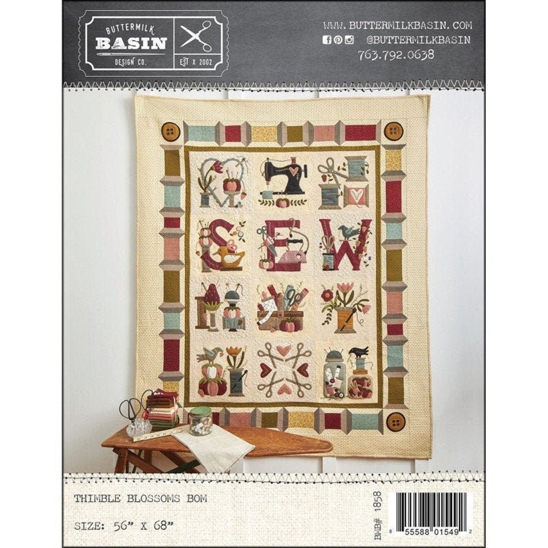 Thimble Blossom Wool & Cotton Block of the Month Quilt Patterns by ...