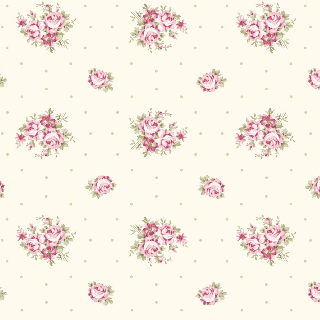 Rose Dot in Light Cream From the French Roses Collection by Clothworks ...