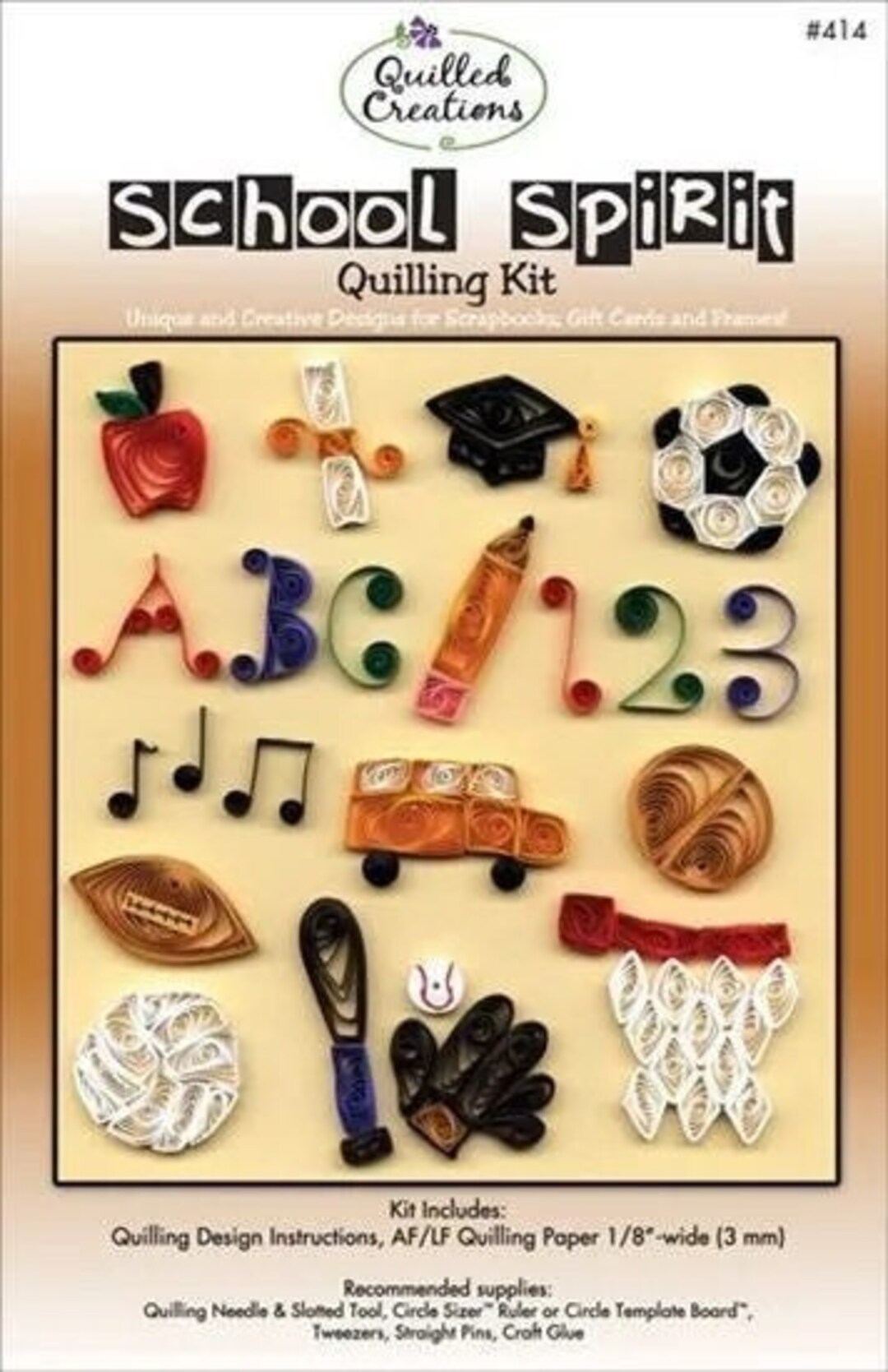 School Spirit Paper Quilling Kit Includes Apple, Scroll and Cap, Music ...