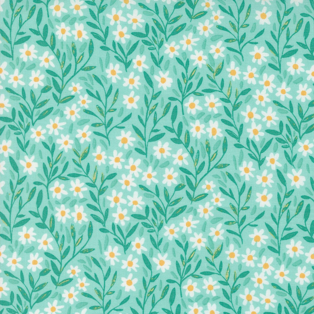 Daisy Florals in Aqua From the Kindred Collection by 1 Canoe 2 for Moda ...