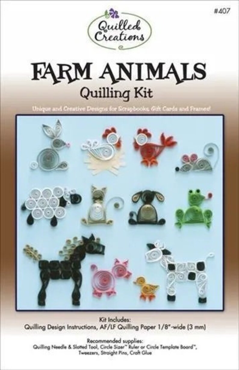 Farm Animals Paper Quilling Kit Includes Pig Sheep Chicken - Etsy