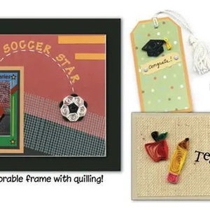 School Spirit Paper Quilling Kit Includes Apple, Scroll and Cap, Music ...