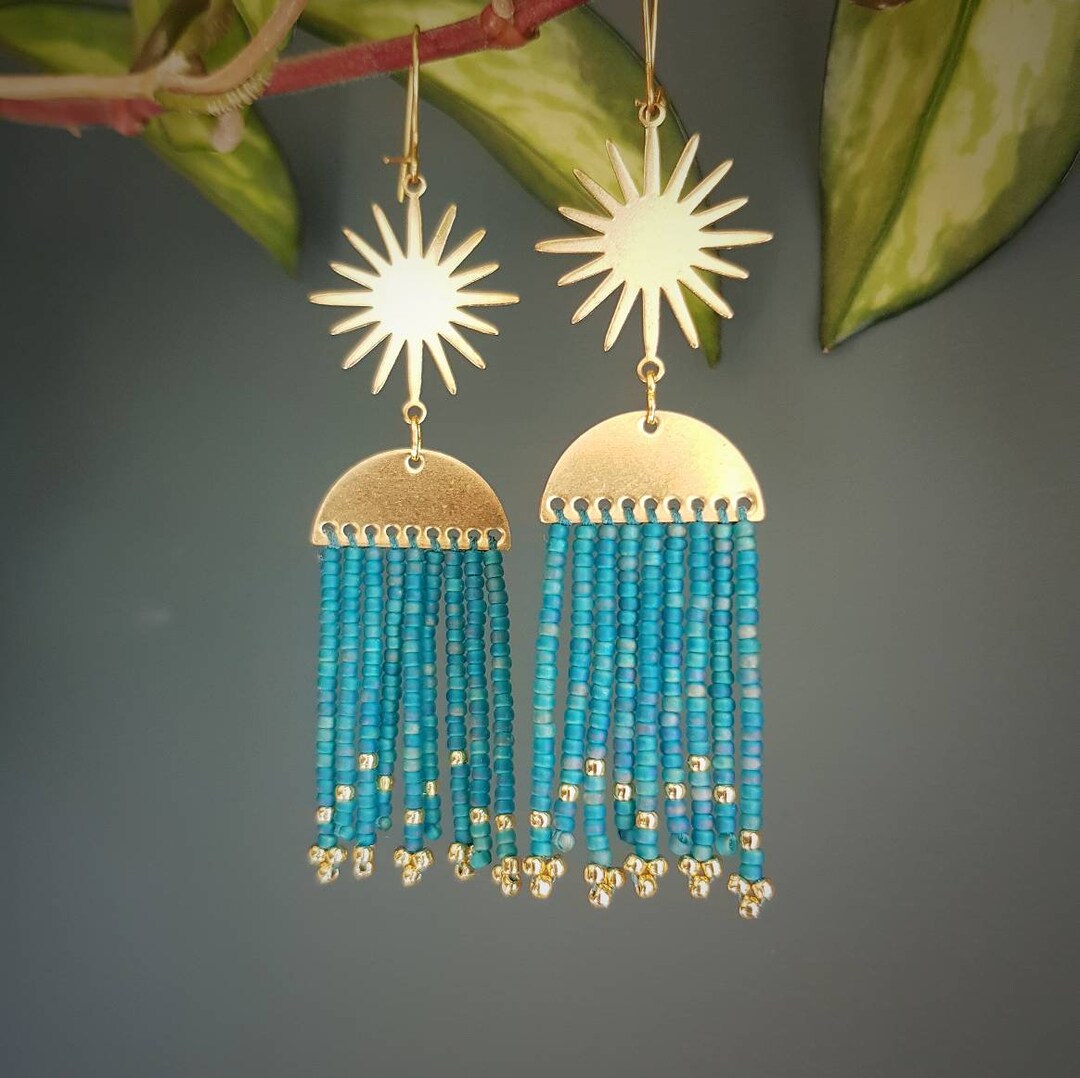 Hera Gold 'oracle' Earrings, in 'calypso'. Hand Made in Cornwall. Free ...