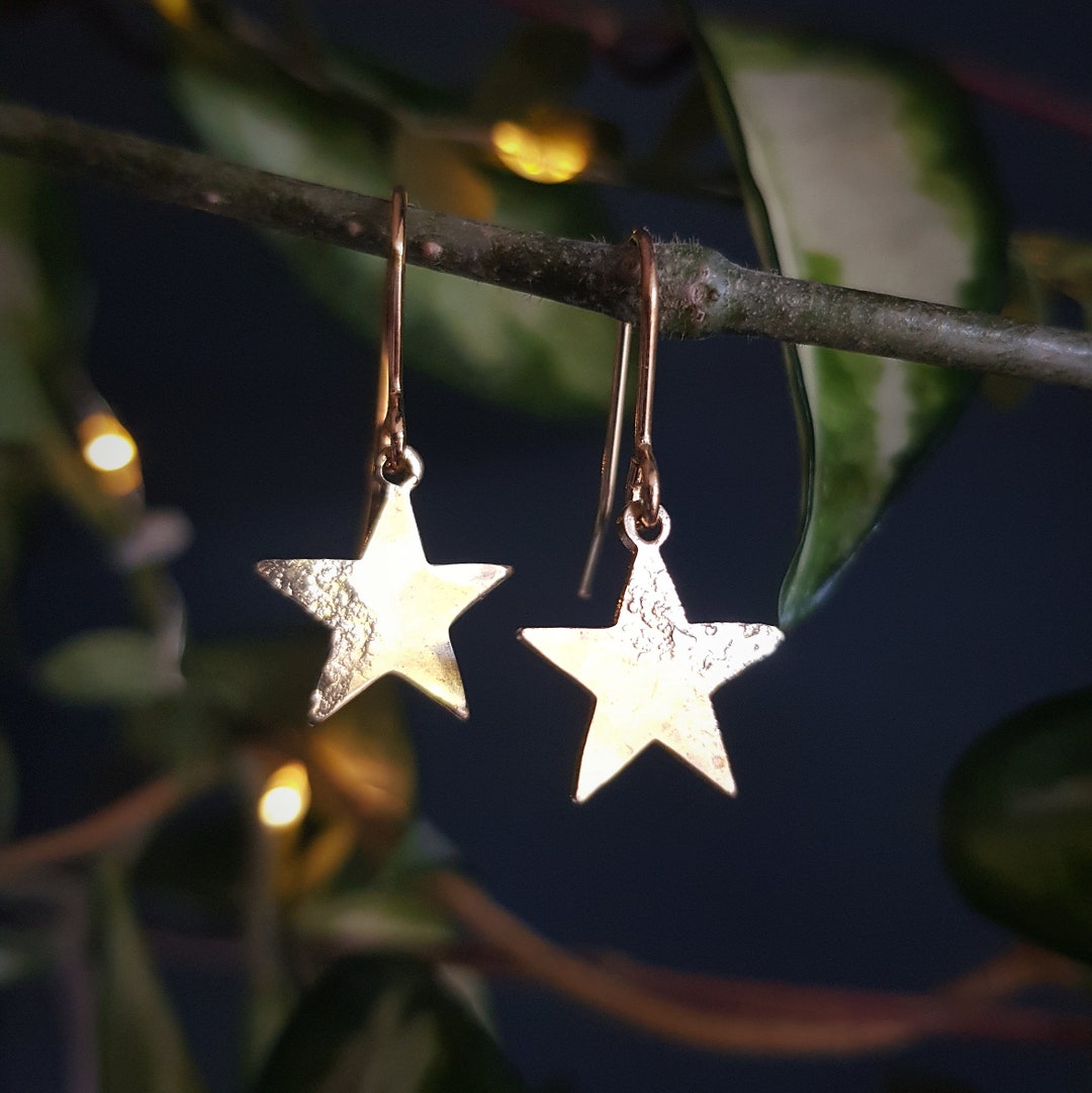 Minimalist Gold Star 'mini Stella' Beaten Brass Elegant Hammered ...