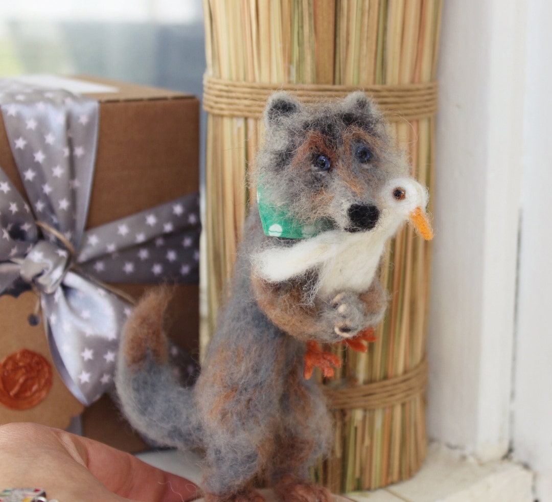Needle Felted Wolf and Goose Funny Friends Autumn/ - Etsy