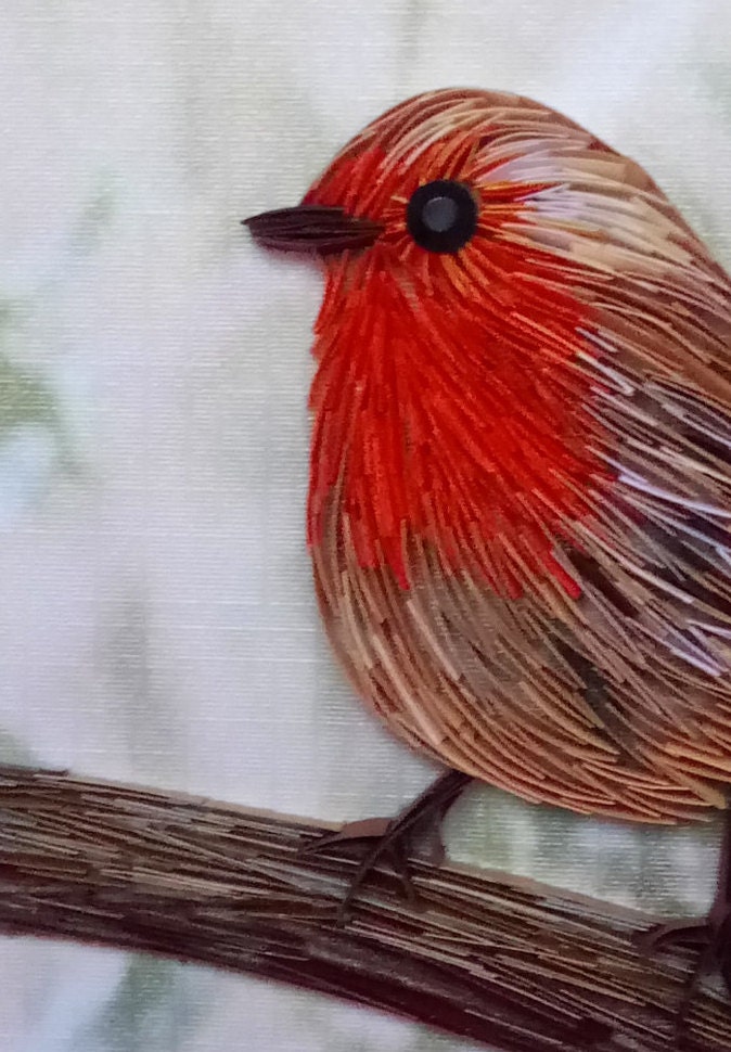 A Little Robin on a Branch, Quilling Art, Home Decor, Wall Art ...