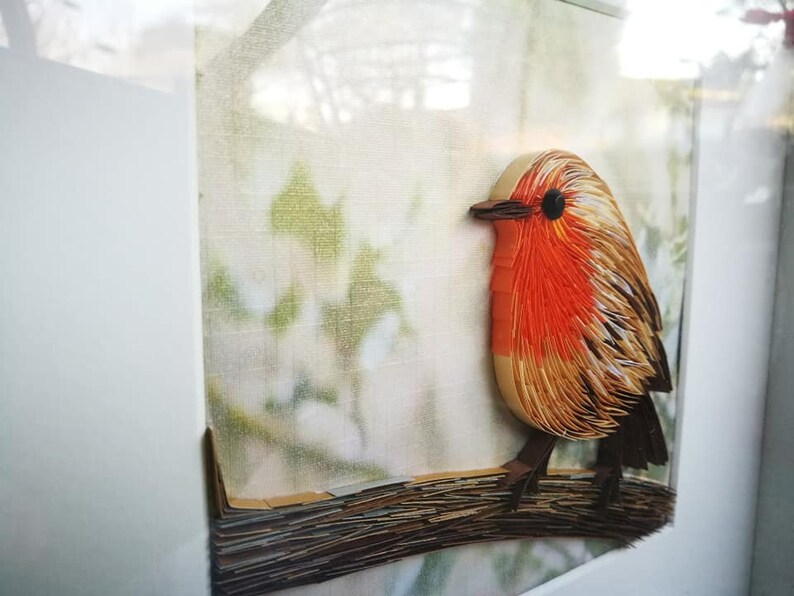 A Little Robin on a Branch, Quilling Art, Home Decor, Wall Art ...