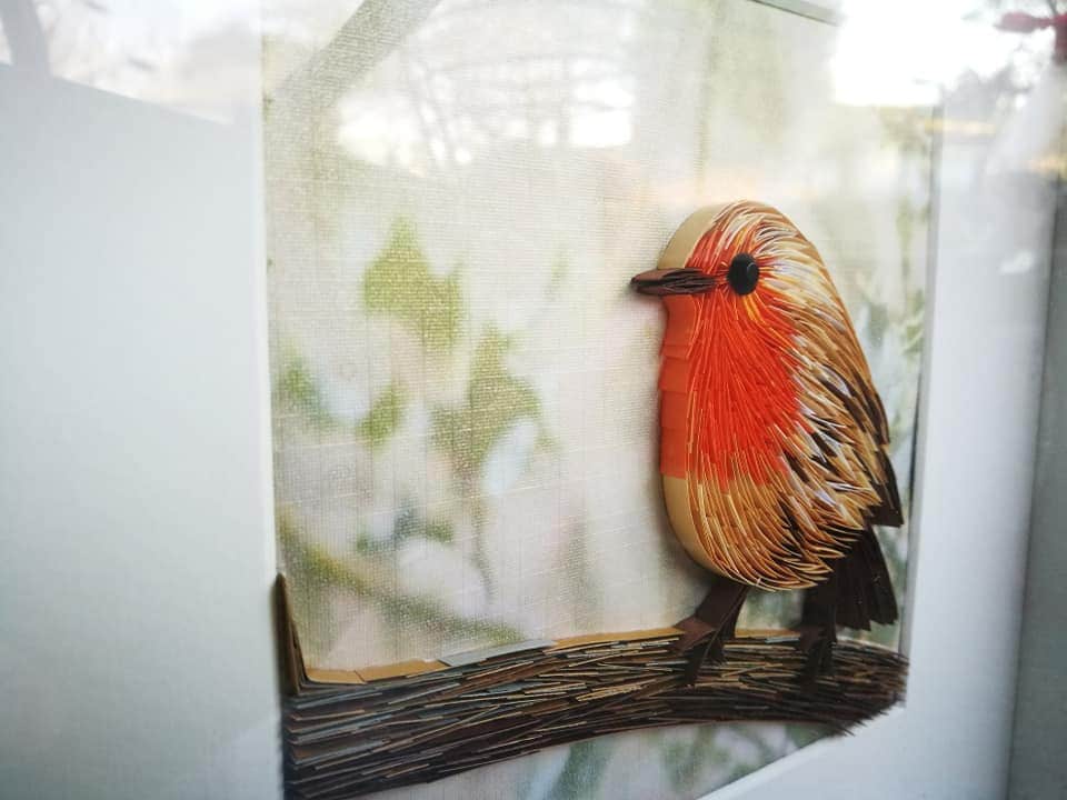 A Little Robin on a Branch, Quilling Art, Home Decor, Wall Art ...