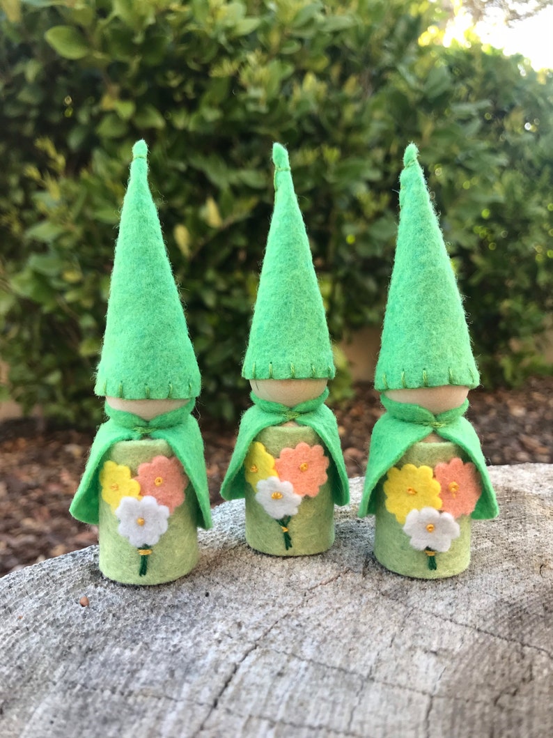 May Day Gnome. Spring Flower Gnome. Mother’s Day Doll. Wood Peg Doll ...
