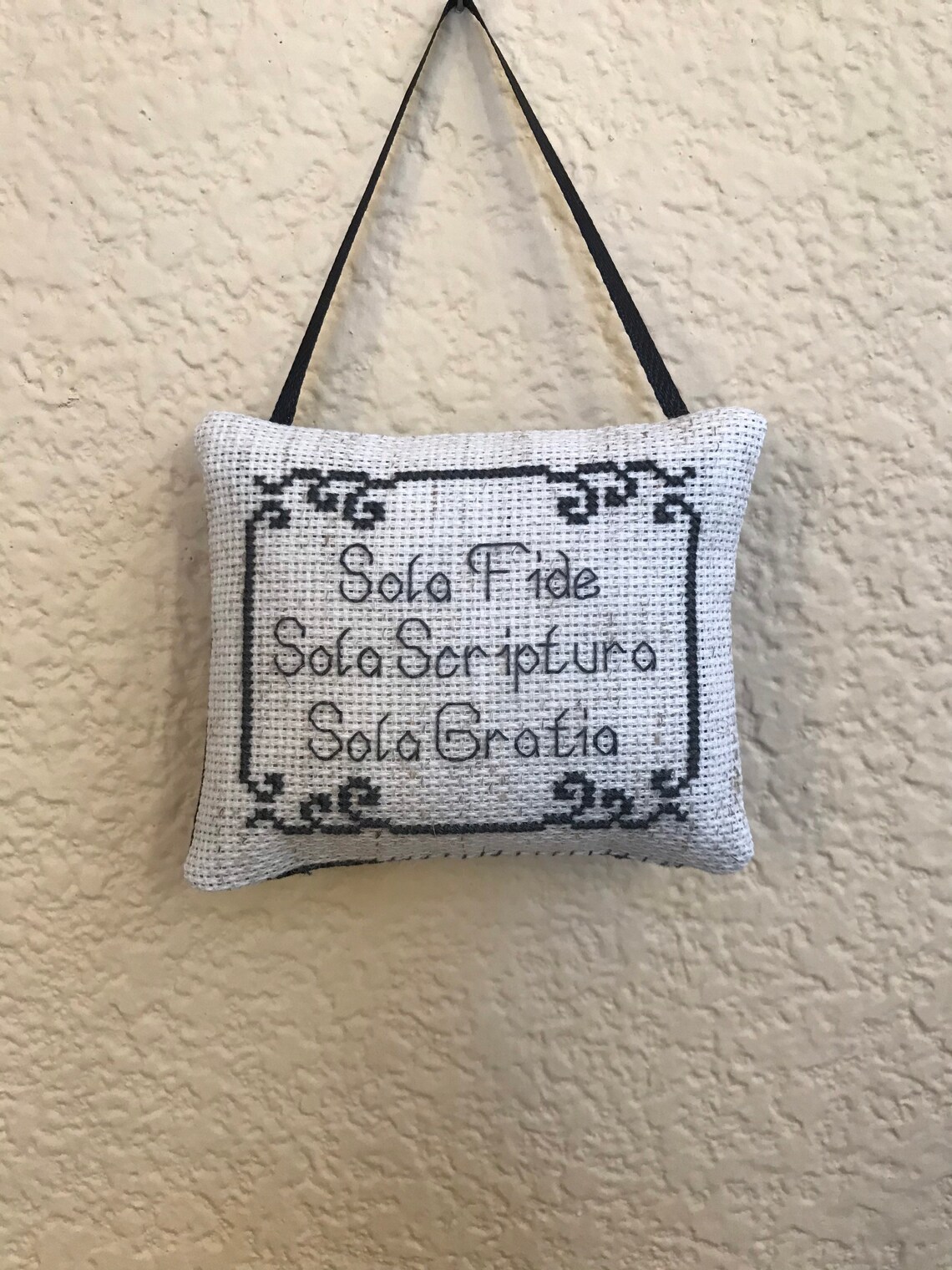 Cross Stitch Three Solas in Latin. Mini Wall Hanging or - Etsy