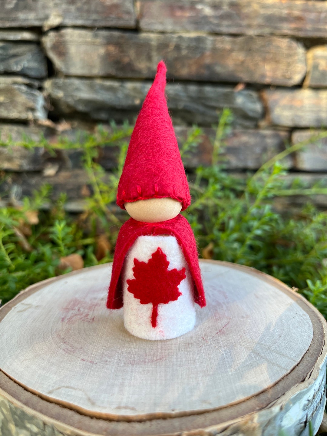 Canadian Gnome. International Gnome. Wood Peg Doll. Canada. Maple Leaf ...