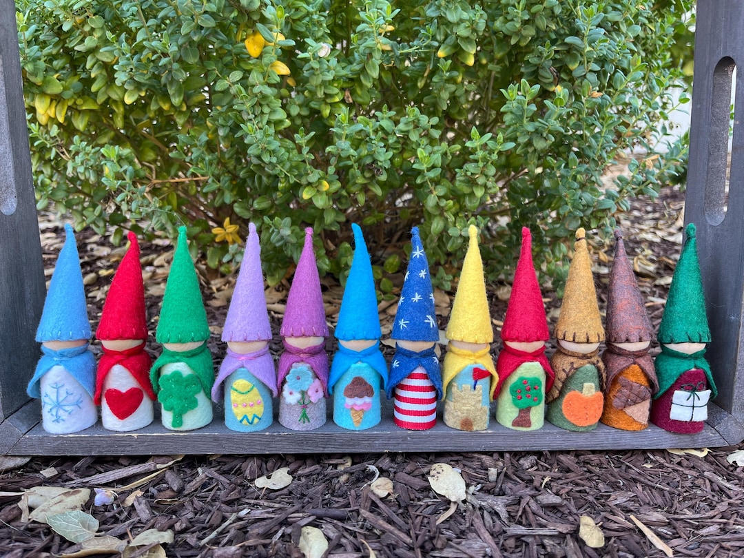 Year of Gnomes. Monthly Holiday Gnomes. Wood Peg Doll. Waldorf ...