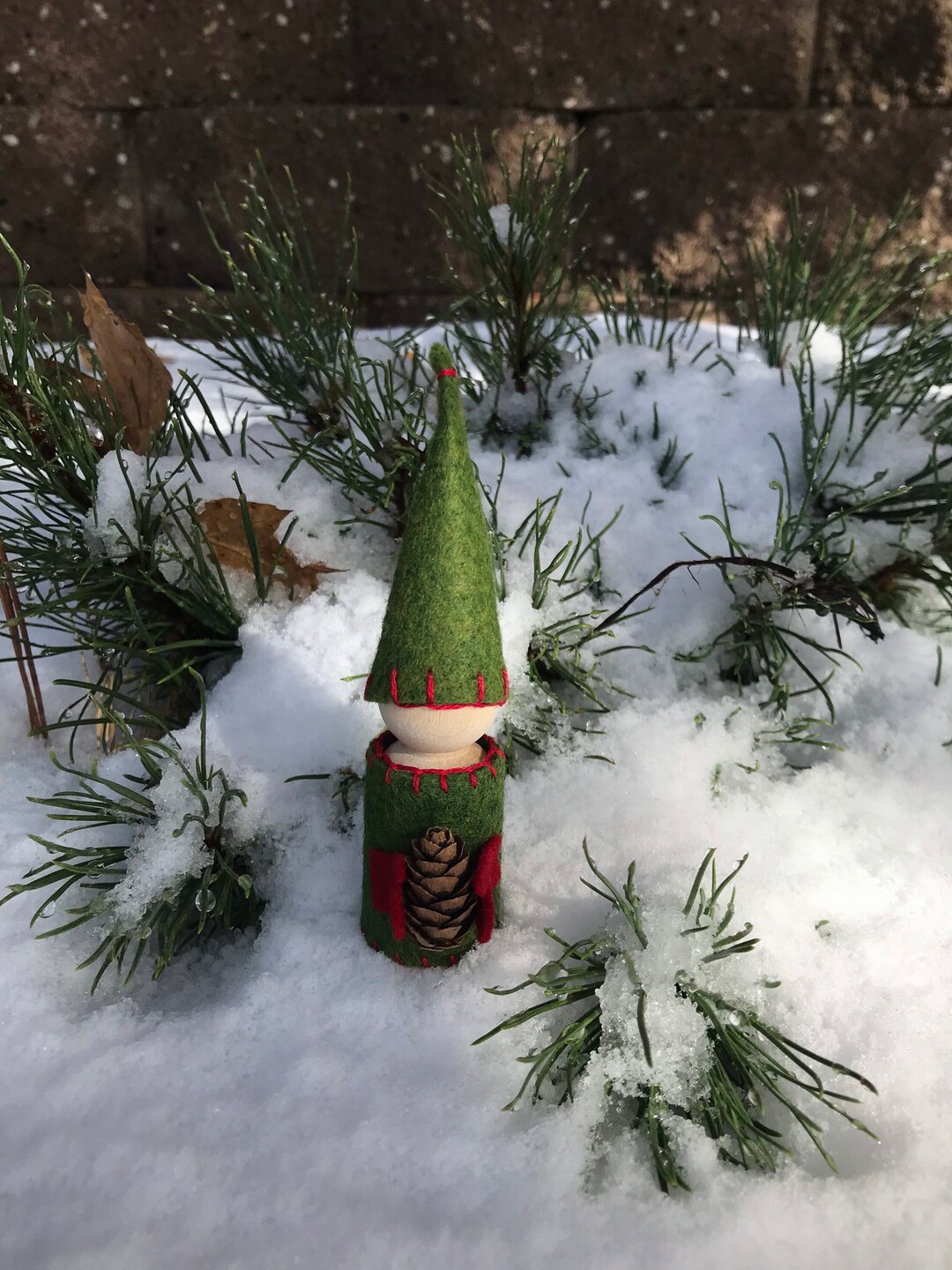 Pinecone Gnome. Wood Peg Doll. Winter Elf. Winter Christmas Gnome ...