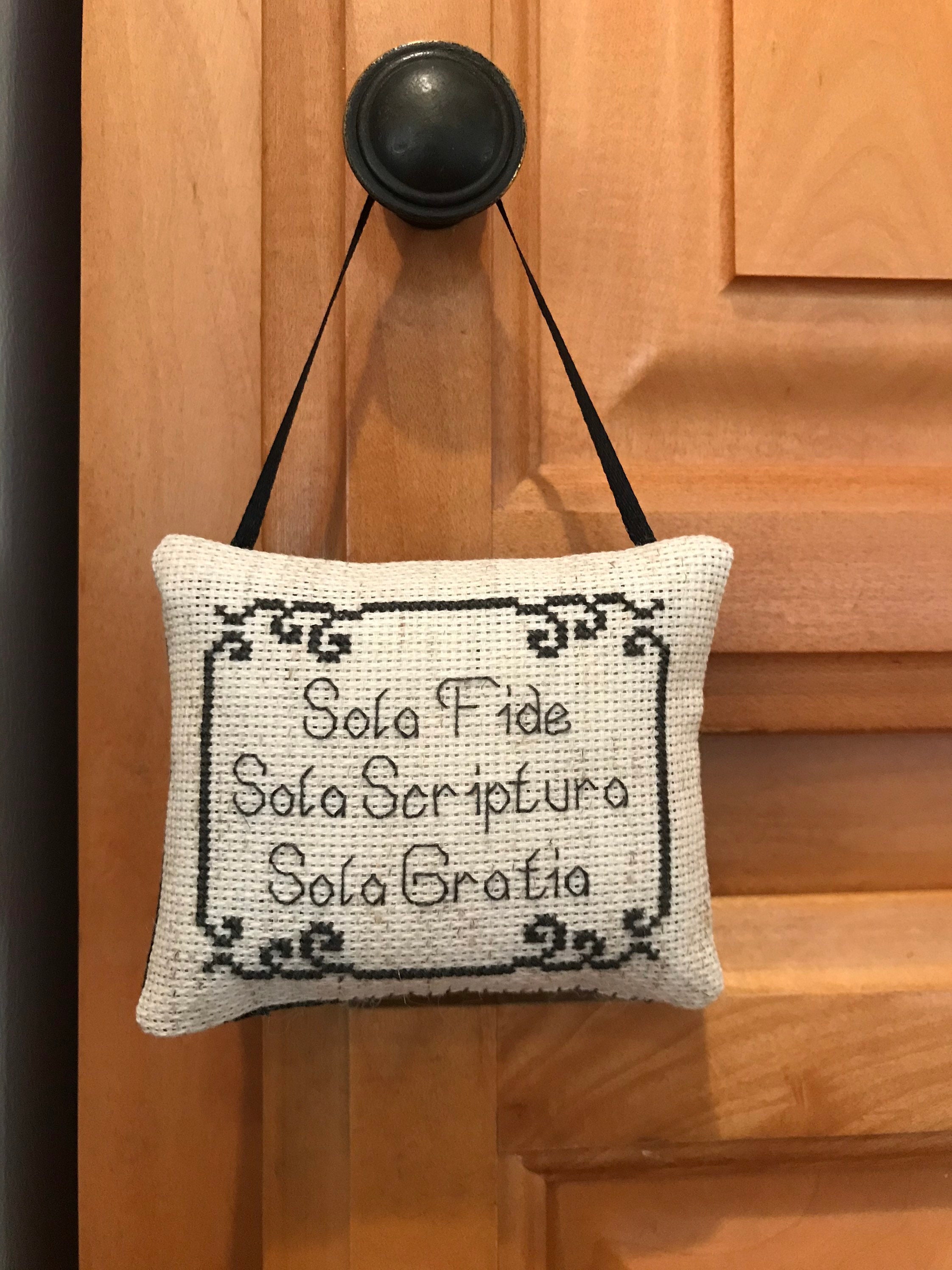 Cross Stitch Three Solas in Latin. Mini Wall Hanging or - Etsy