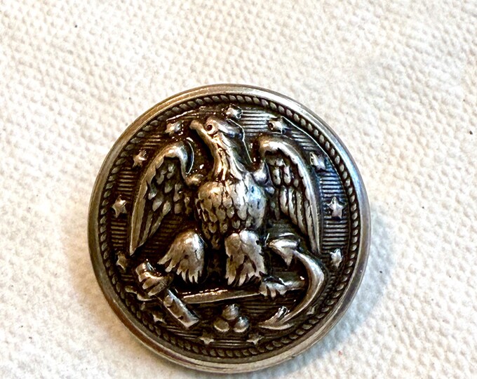 Vintage US Navy Button Set (12) Silver Tone Eagle, Waterbury Button Co ...