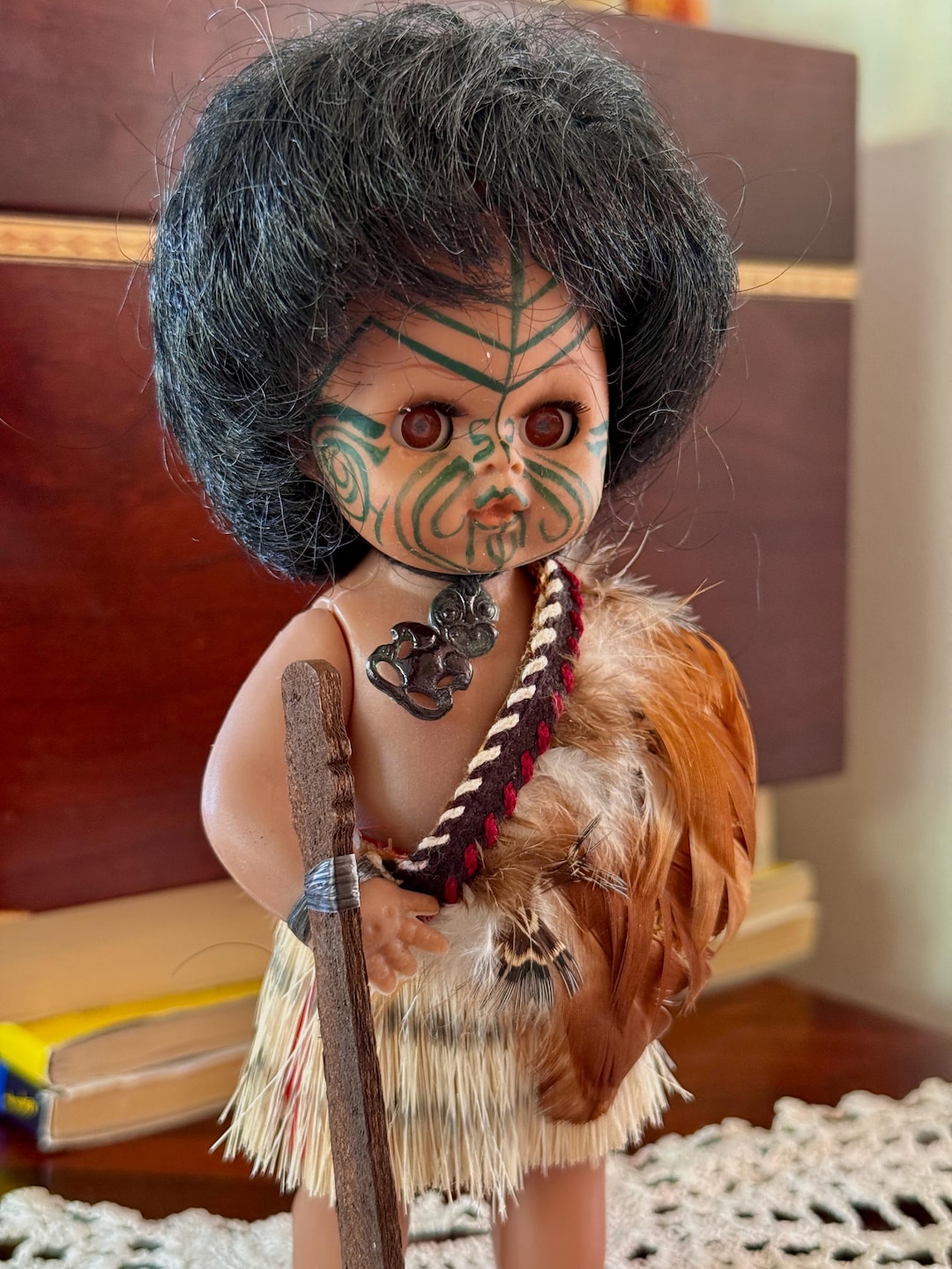 Vintage Maori Doll: New Zealand Souvenir, Tā Moko Tattoo, Tī Rākau ...