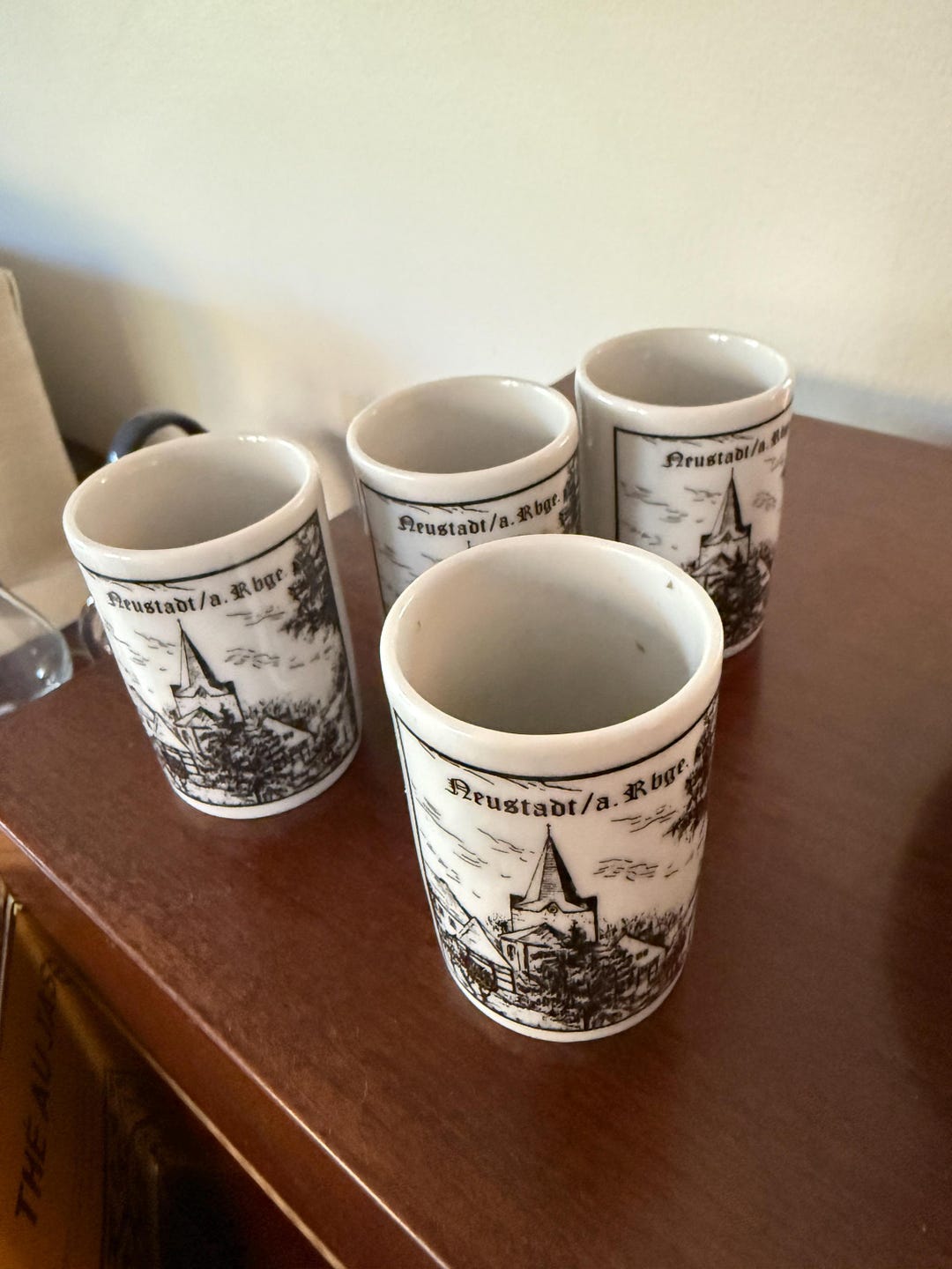Vintage German Ceramic Shot Glasses White Black Barware - Etsy