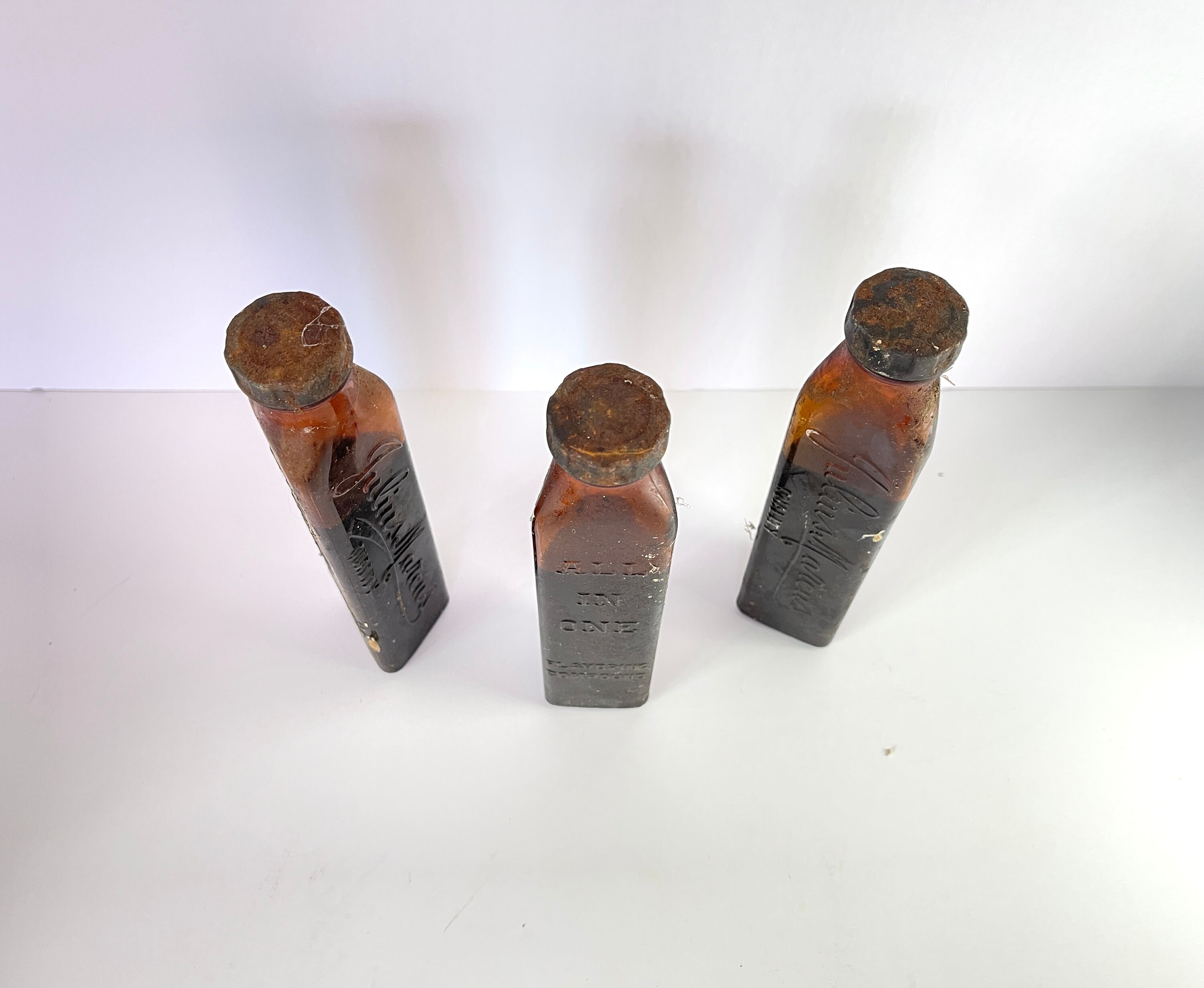 Antique Julius Marcus Flavoring Bottle: Brown Triangular Display Bottle ...