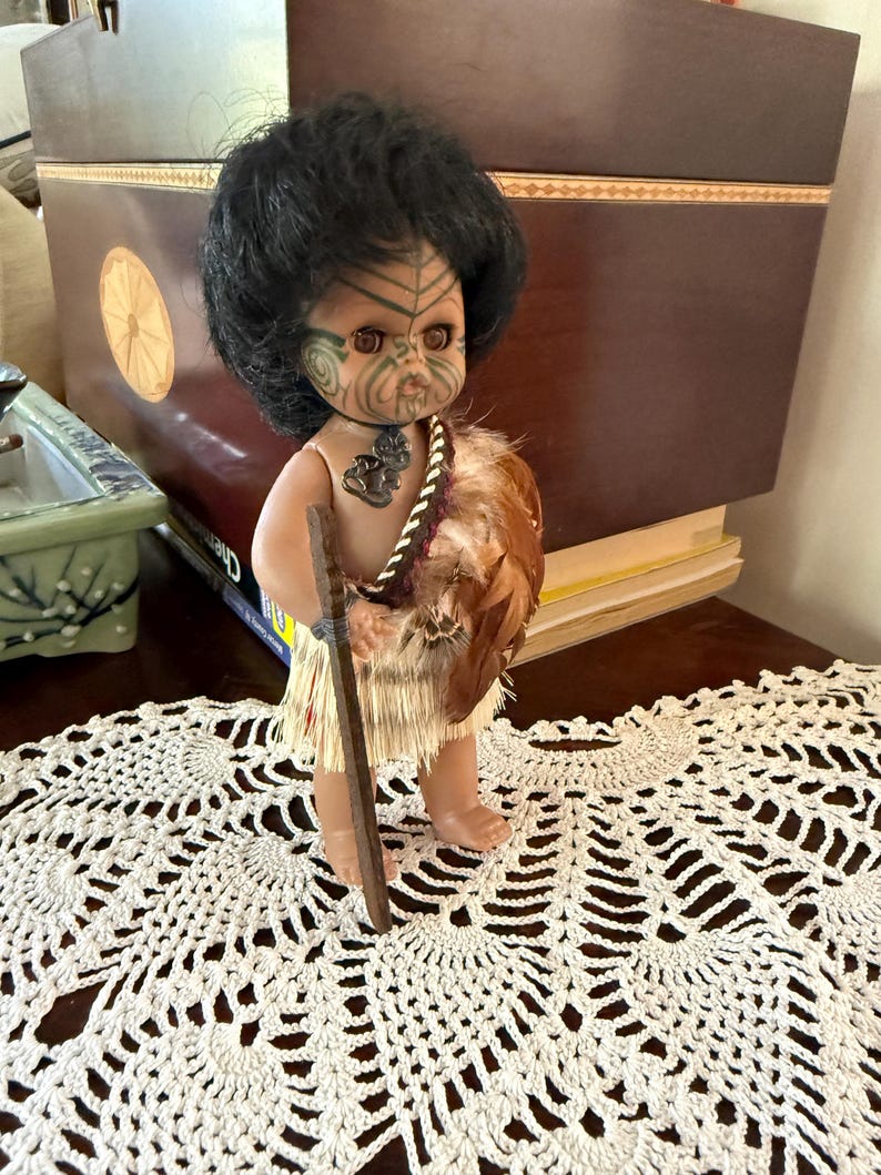 Vintage Maori Doll: New Zealand Souvenir, Tā Moko Tattoo, Tī Rākau ...