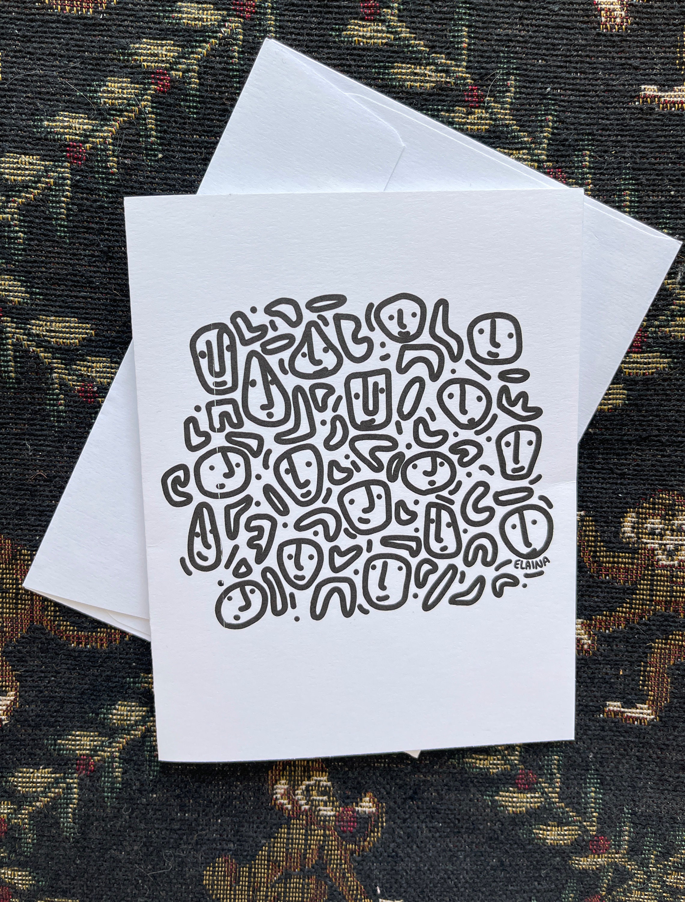 The Crowd Greeting Cards by Elaina R Phillips Faces Line - Etsy