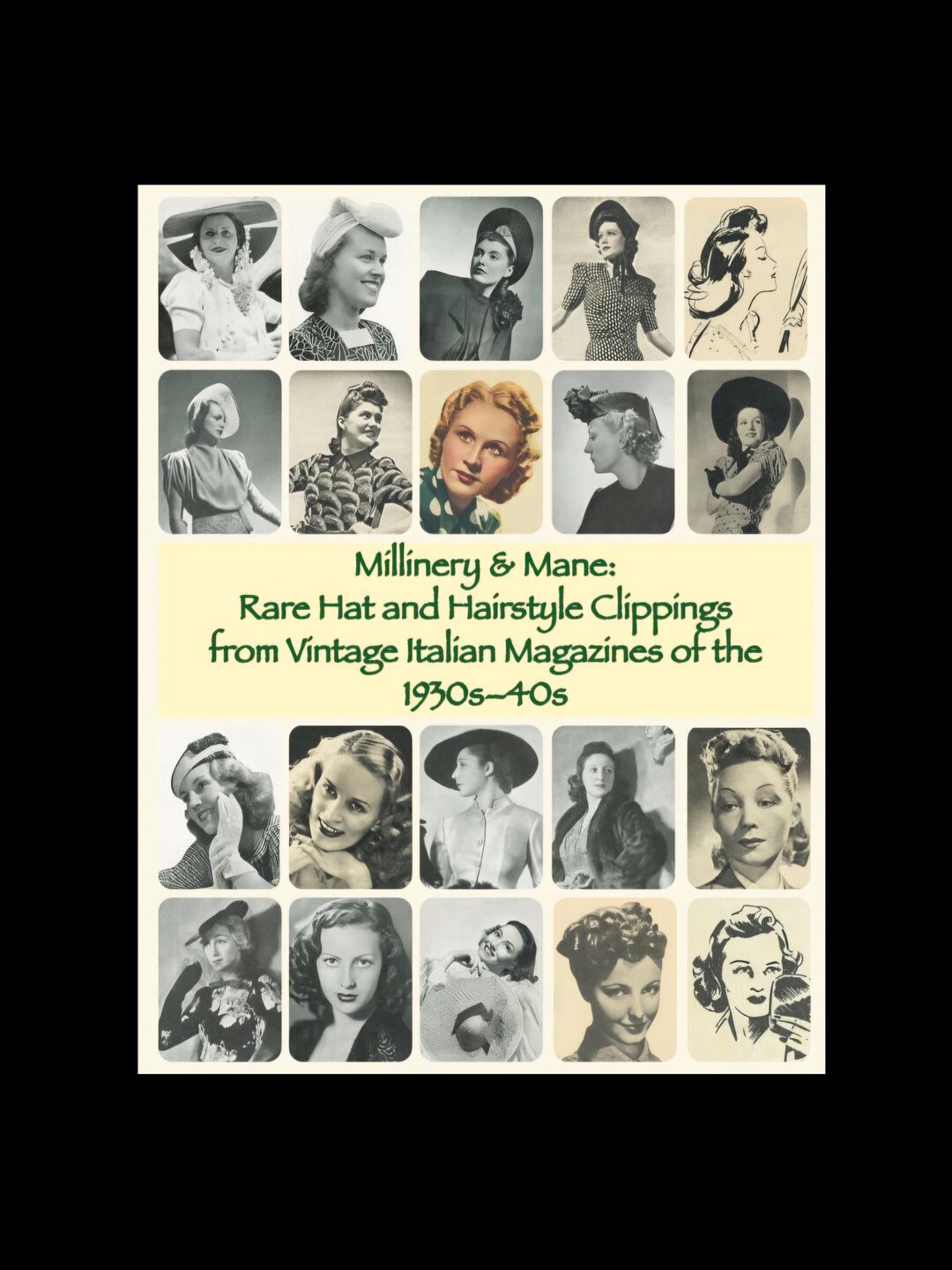 1930s 1940s Vintage Hairstyle Hat Digital Scrapbook PDF Italian Fashion ...