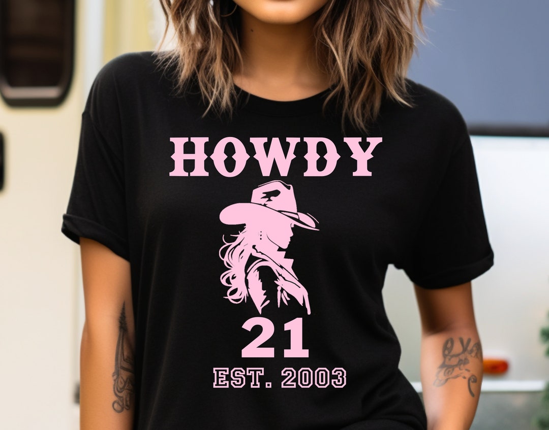21st Birthday Shirt Howdy 21 Cowgirl Birthday Western Graphic Tee ...