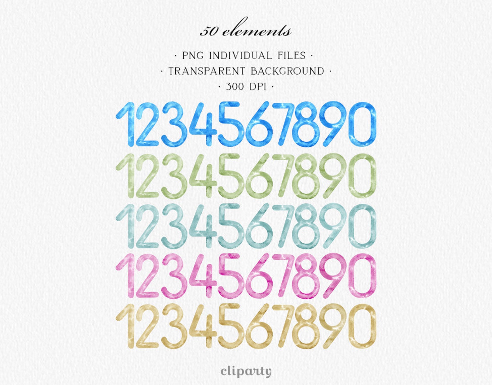 Numbers Clipart Watercolor Numbers Clipart PNG Numbers - Etsy