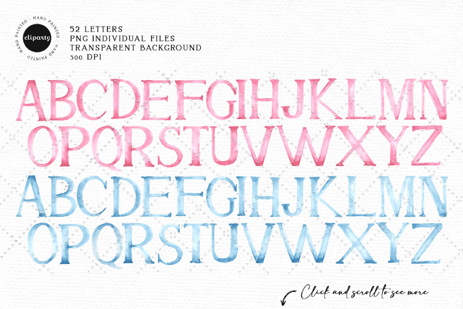 Watercolor Alphabet Clipart Pink Blue for Baby Shower Letter - Etsy