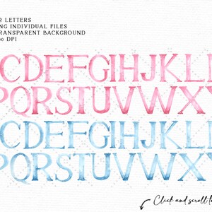 Watercolor Alphabet Clipart Pink Blue for Baby Shower Letter - Etsy