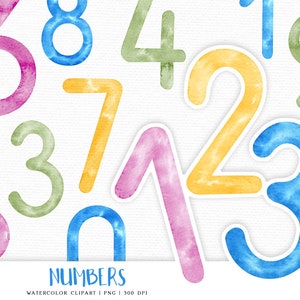 Numbers Clipart Watercolor Numbers Clipart PNG Numbers - Etsy