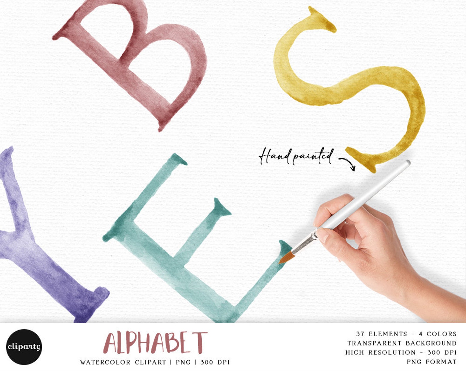 Watercolor Alphabet Clipart Letter Clipart Cute Watercolor - Etsy