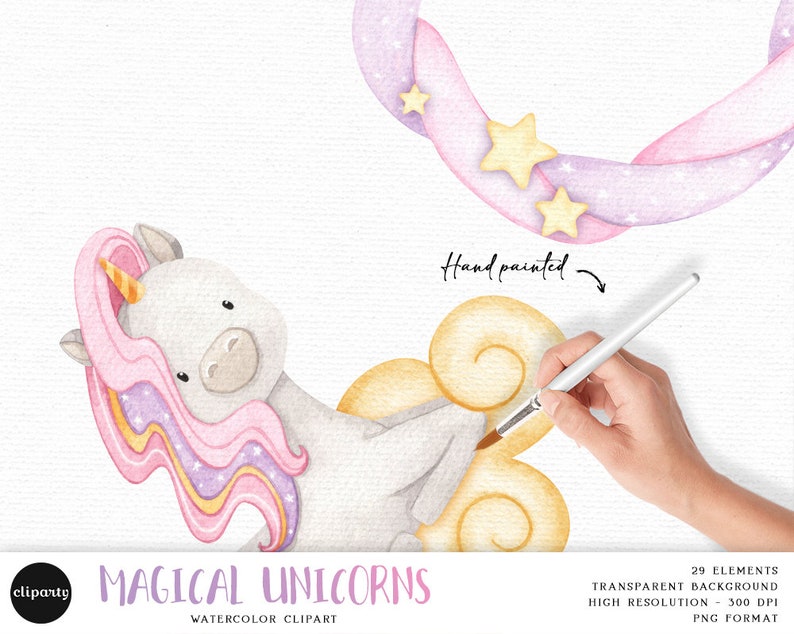 Rainbow Unicorn Clipart Watercolor Unicorn Png Graphics - Etsy