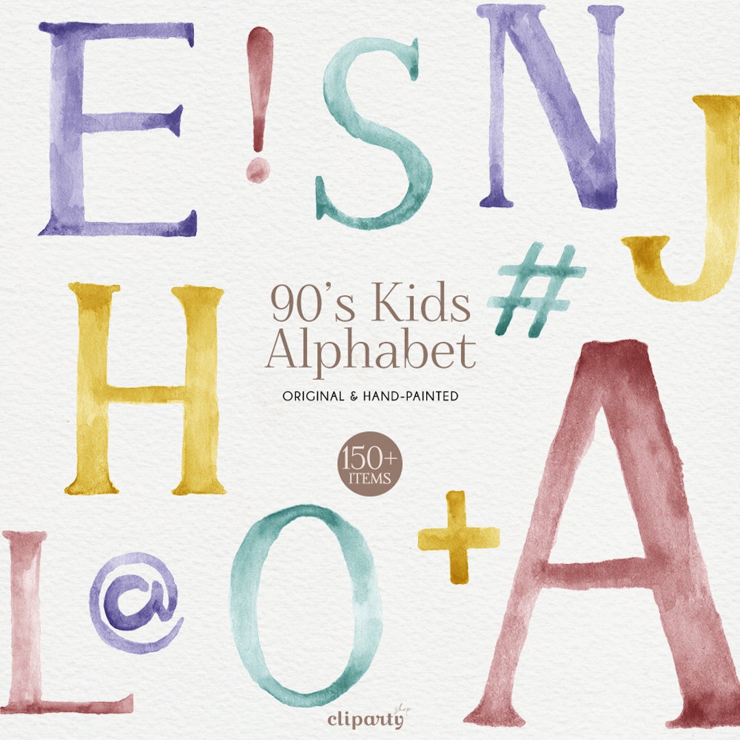 Watercolor Alphabet Clipart, Letter Clipart, Cute Watercolor Alphabet ...