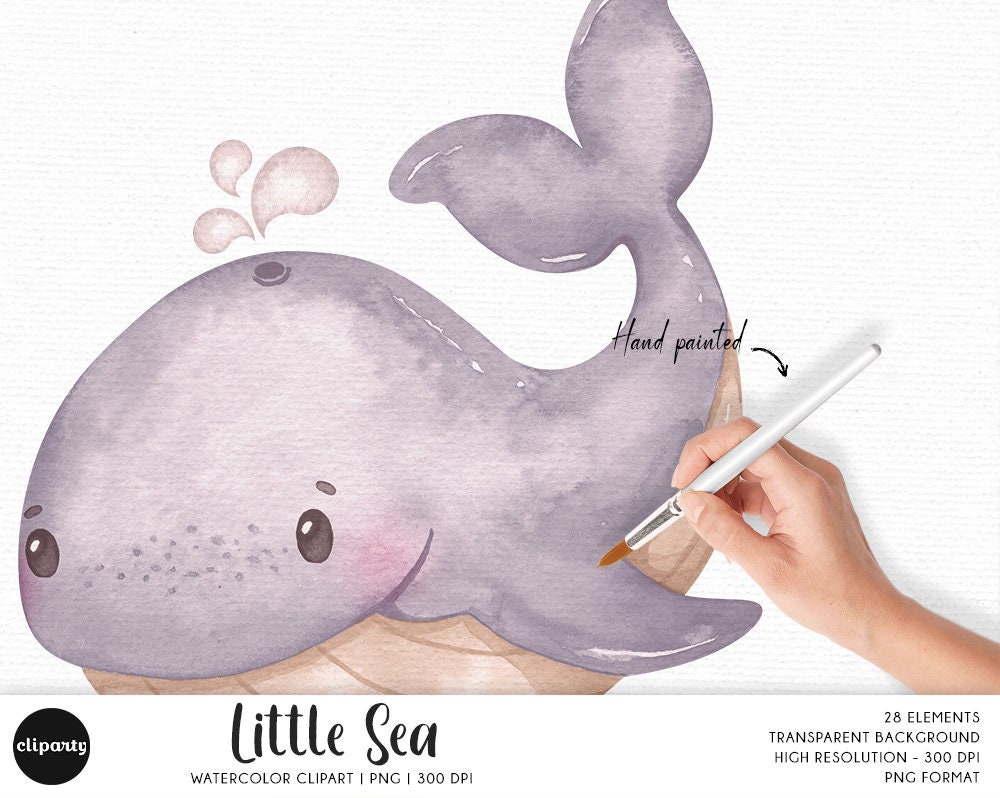 Little Sea Watercolor Clipart Set Ocean Baby Animals in Soft - Etsy UK