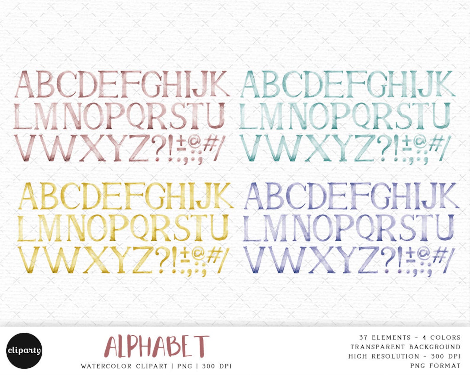 Watercolor Alphabet Clipart Letter Clipart Cute Watercolor - Etsy