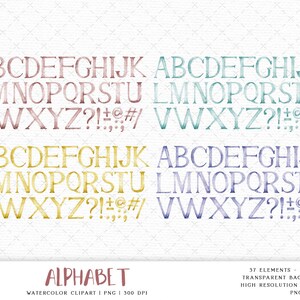 Watercolor Alphabet Clipart, Letter Clipart, Cute Watercolor Alphabet ...