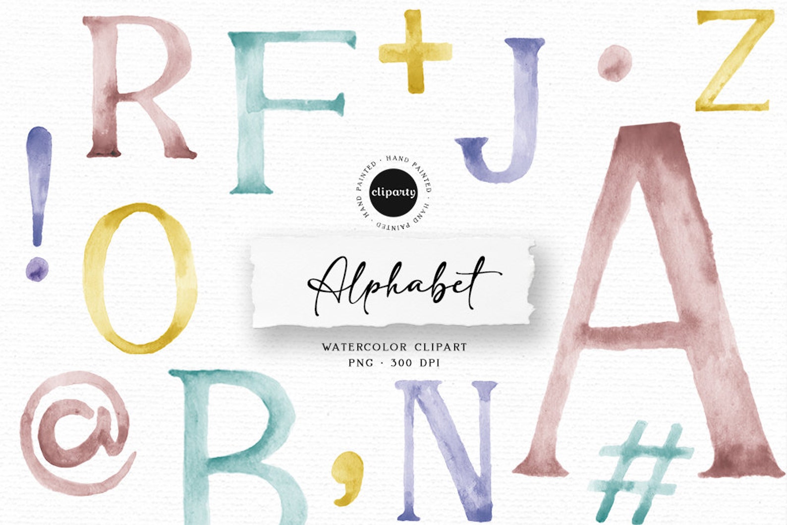 Watercolor Alphabet Clipart Letter Clipart Cute Watercolor - Etsy