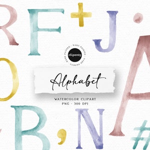 Watercolor Alphabet Clipart Letter Clipart Cute Watercolor - Etsy