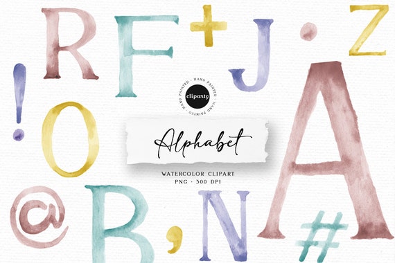 Watercolor Alphabet Clipart Letter Clipart Cute Watercolor - Etsy