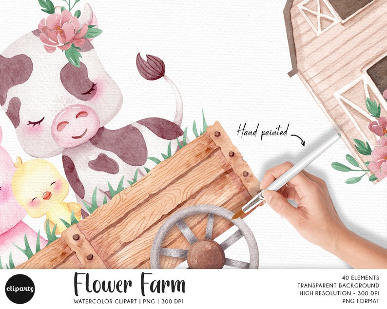Farm Watercolor Clipart Farm Animals Clipart Farm Theme - Etsy
